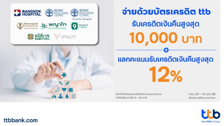 บัตรเครดิต ttb ร่วมกับ รพ.ชั้นนำทั่วประเทศ รับเครดิตเงินคืนสูงสุด ...